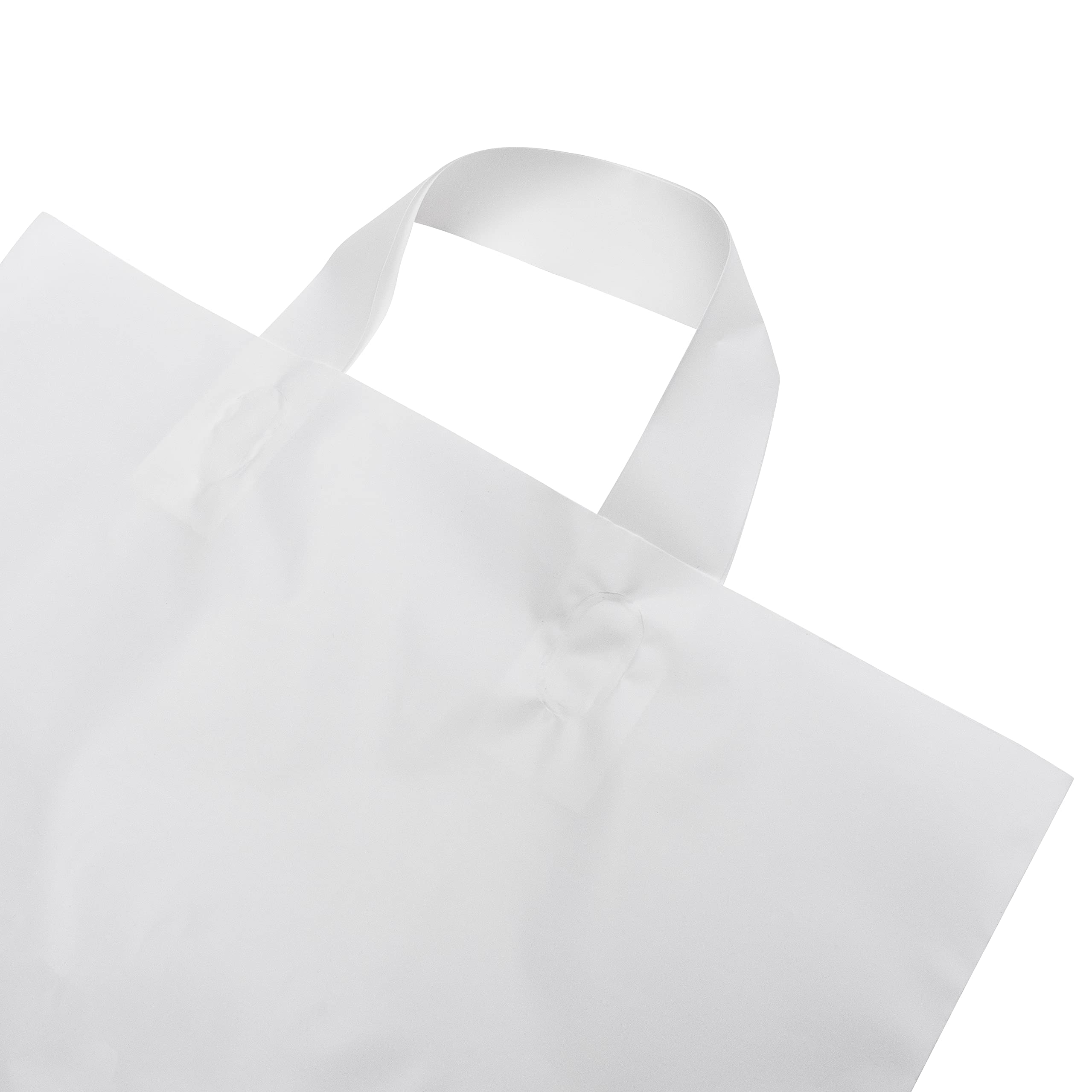 Prime Line Packaging 12x4x10 50 Pack Large Plastic Bags with Handles, Reusable White Shopping & Merchandise Bags for Boutique, Small Business, Bulk