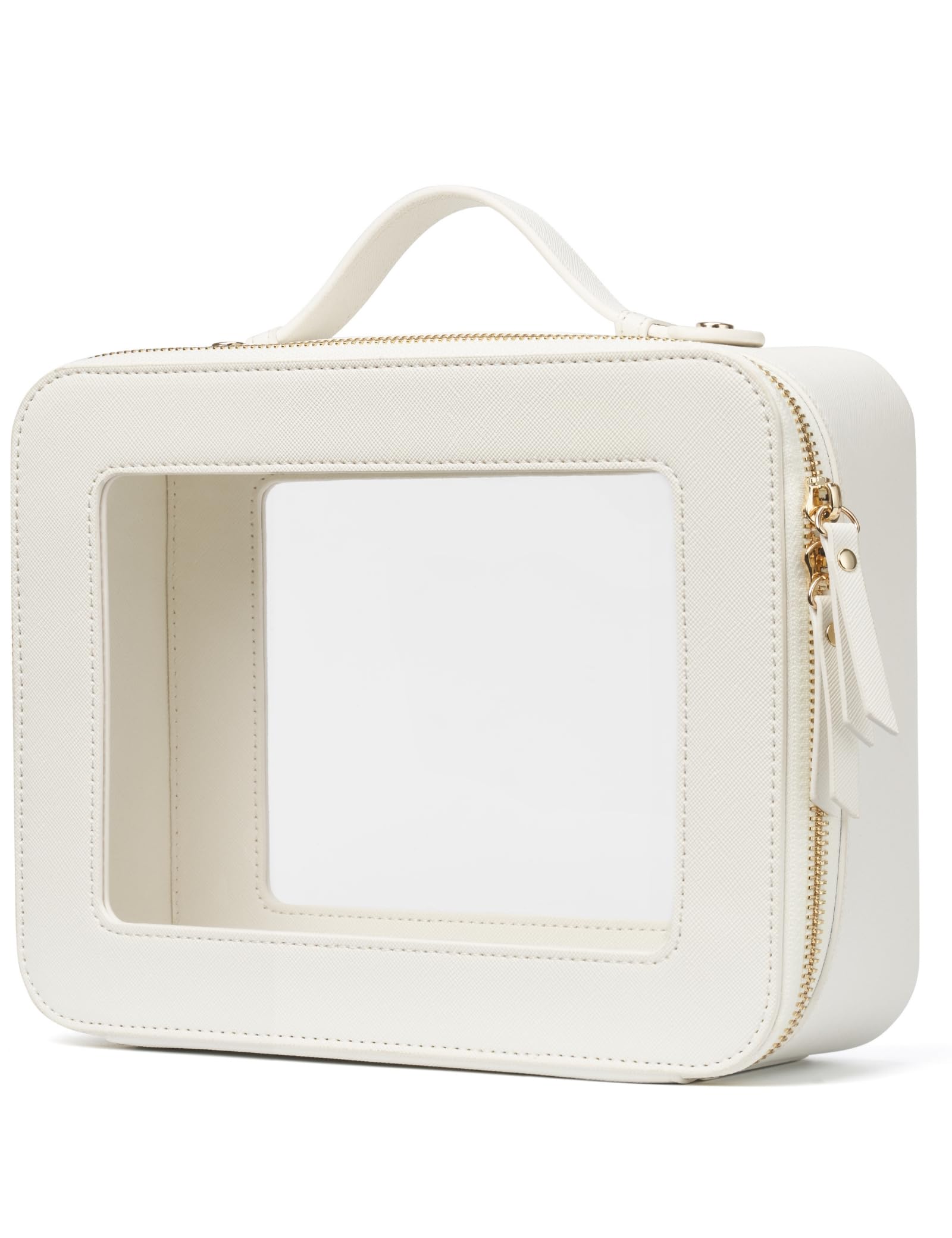 Popvibe Clear Makeup Case White Toiletry Bag Travel Large Clear Cosmetic Bag with Zipper, Big Make Up Bag Organizer Women Traveling TSA Approved Transparent Bag Car for Essentials