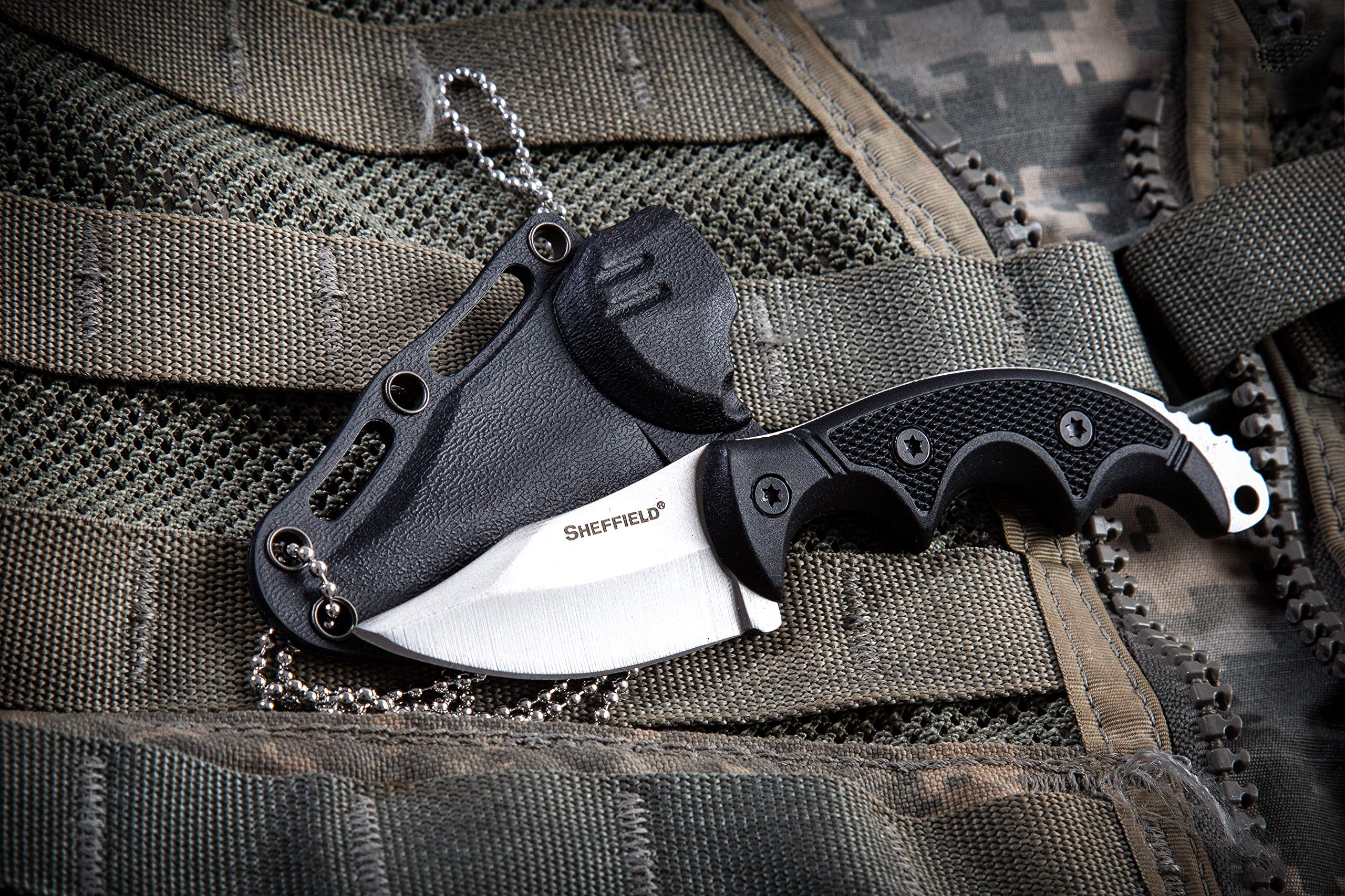 Sheffield 12152 Bolo 2.15 Inch Drop Point Fixed Blade Knife, Lightweight Neck Knife, Fixed Blade Knife Tactical, Fixed Blade Knife EDC