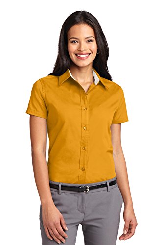 Port Authority Women's Short Sleeve Easy Care Shirt S Athletic Gold/Light Stone