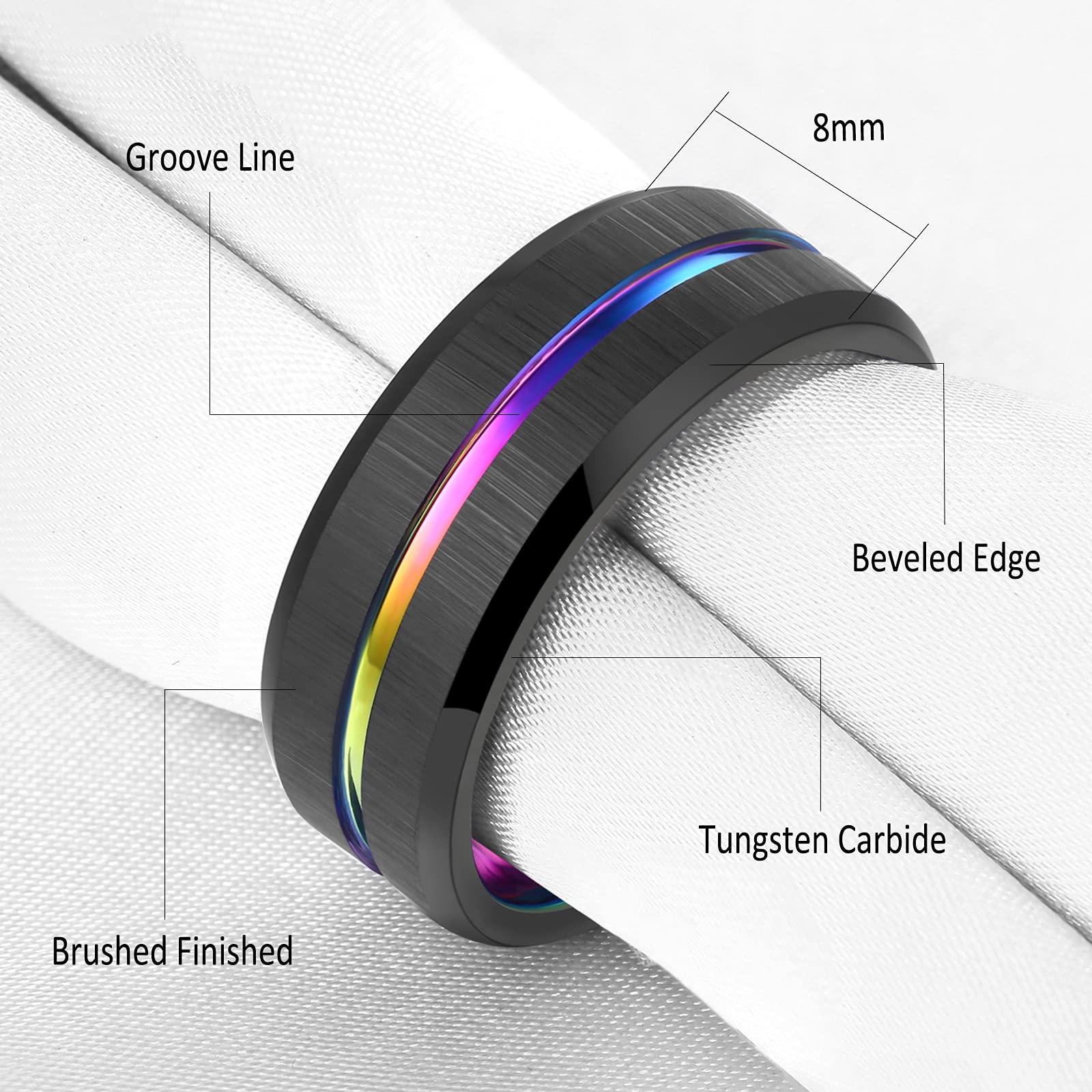 SHELOVES Black Plated Couples Women Purple Wedding Rings Sets His and Hers Men Tungsten Wedding Band 11+8.5