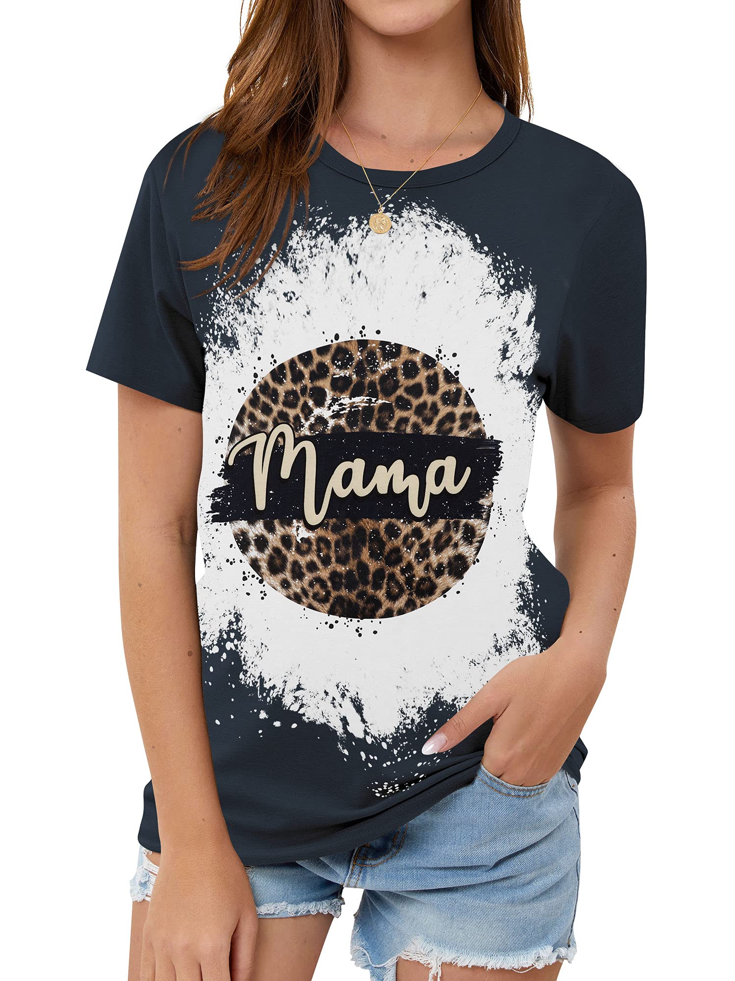 StarVnc Women's Feeling Idgaf-ish Today Mama Funny Shirt Skull Graphic Moms, B-adgaf-grey, Medium