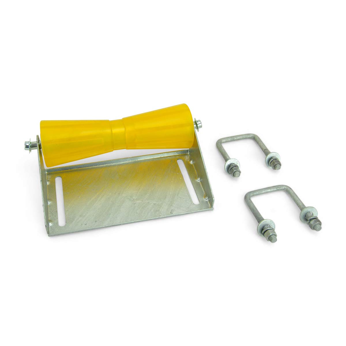 Sturdy Built 12 inch Yellow Poly Vinyl Boat Trailer Keel Roller and Bracket Kit for 3x3 Cross Members