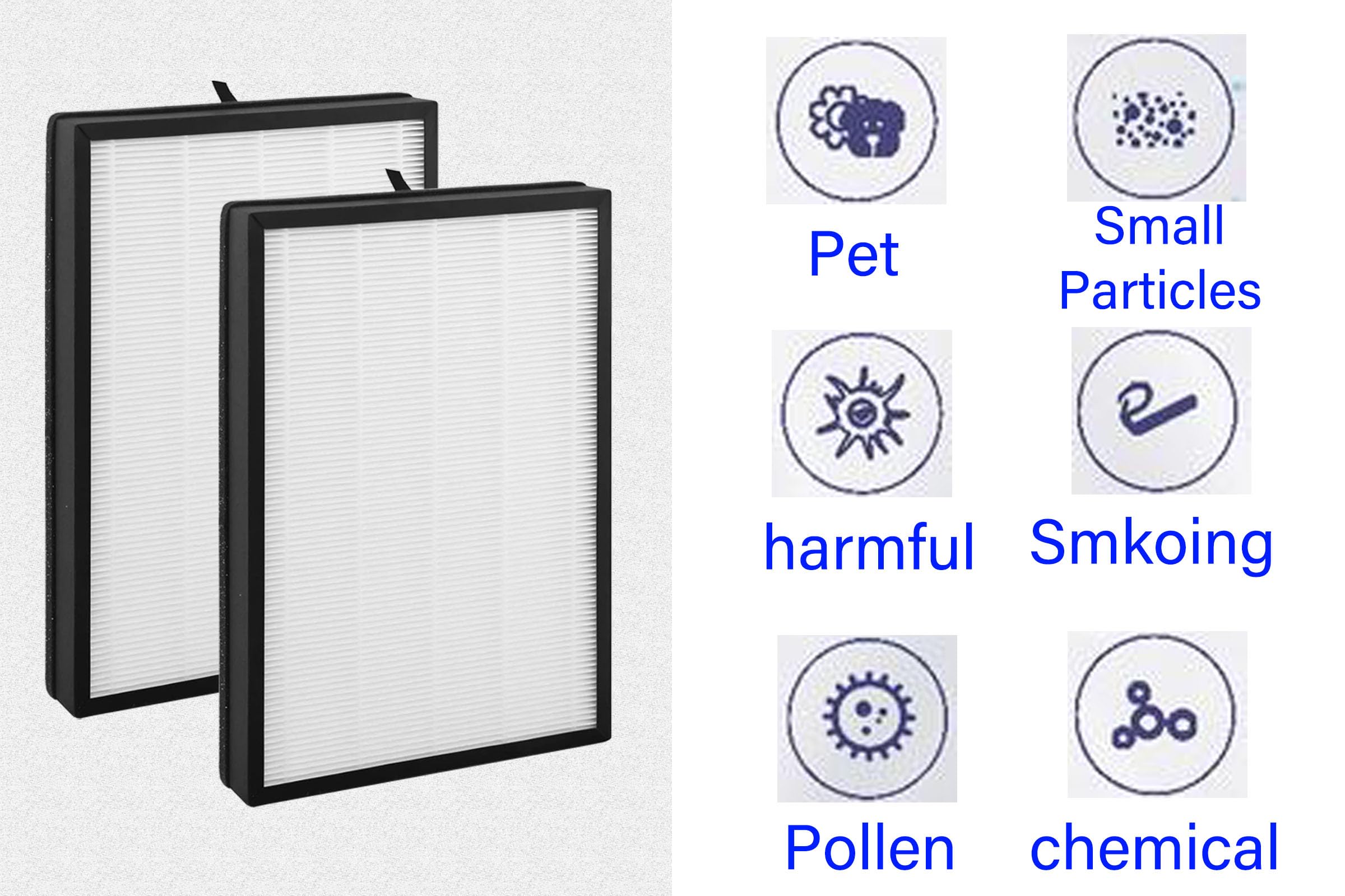 Replacement Filter Compatible with FAMREE FA500: H13 True Hepa Filter Compatible with FAMREE FA500 and Aiper KJ200 Air Purifiers with High Efficiency Activated Carbon, 2 Pack