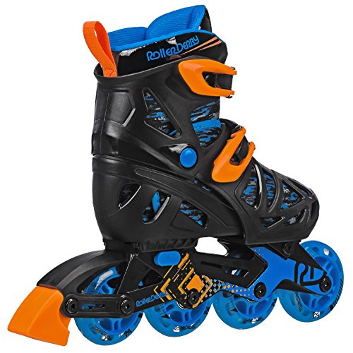 Roller Derby Tracer Boy’s Adjustable Inline Skates with Protective Gear, Adjustable Sizing, Tri-Pack Protective Gear Included