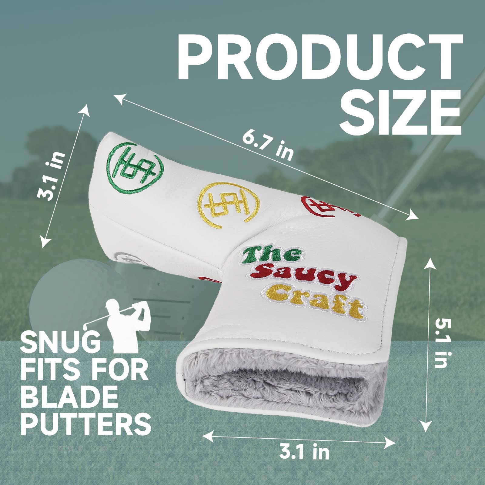 Studio Crafted Golf Blade Putter Cover Headcover Club Protector Dacning Magnetic Closure for Scotty Cameron Taylormade Odyssey
