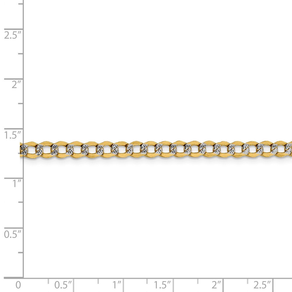 Sonia Jewels 14k White and Yellow Gold Two Toned 4.3mm Pave Curb Cuban Bracelet - with Secure Lobster Lock Clasp 8"