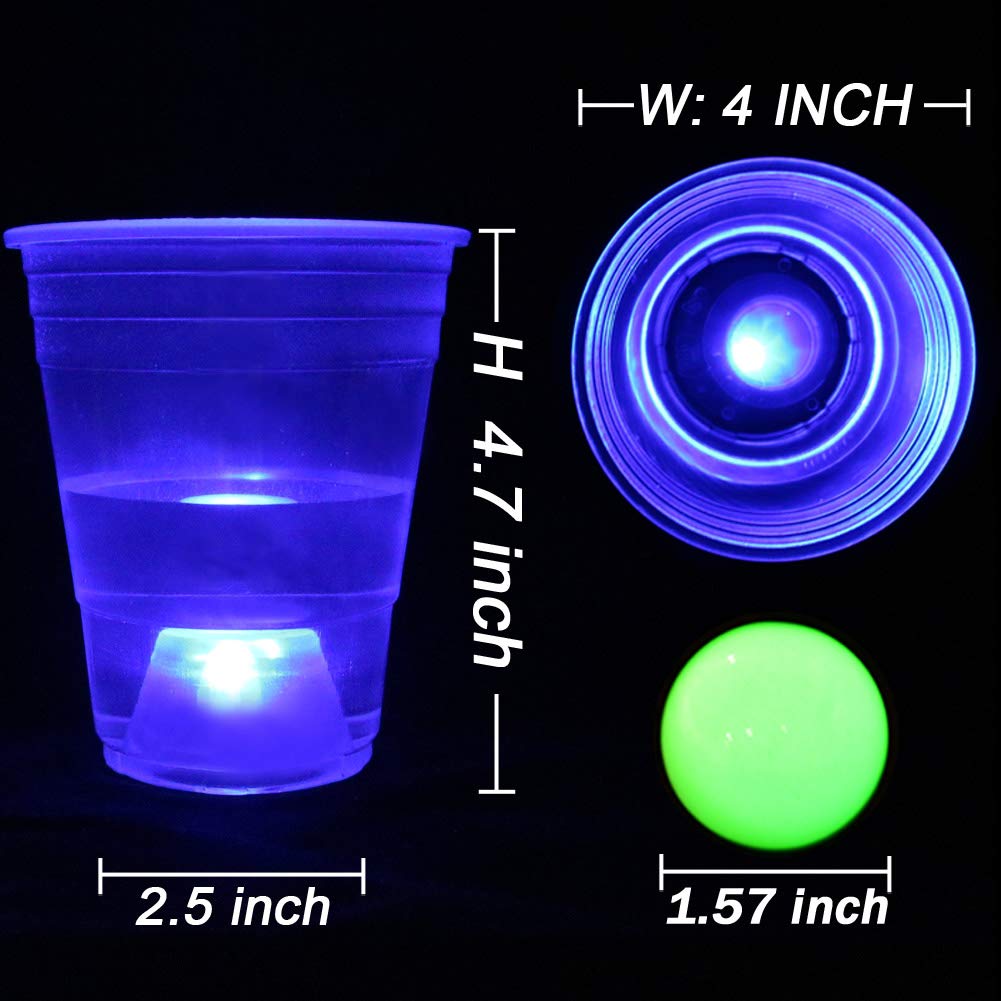 Six Senses Media The Dark Beer Pong Set,Beer Pong Party Cup Set, LED Beer Pong Cups and Glow-in-The-Dark Balls,22 Set