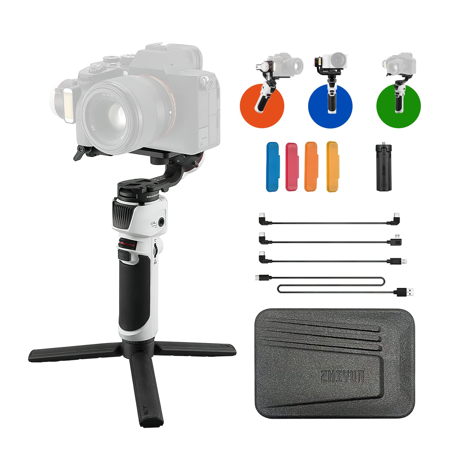 Zhiyun Crane M3 Camera Stabilizer: 3-Axis Handheld Gimbal for DSLR Mirrorless Cameras & Action Camera, Compatible with Nikon, Sony, Canon, Panasonic, Fujifilm, Lightweight Design