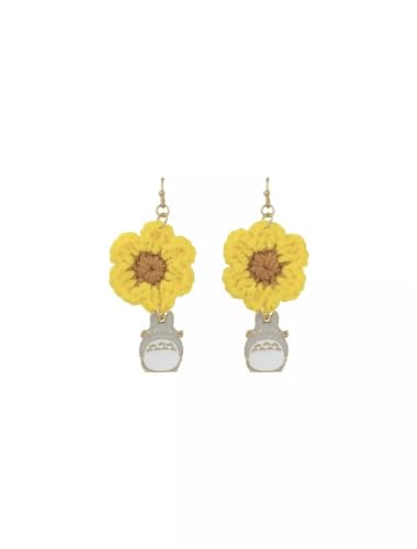 Studio Ghibli My Neighbor Totoro Crochet Flower Drop Earrings