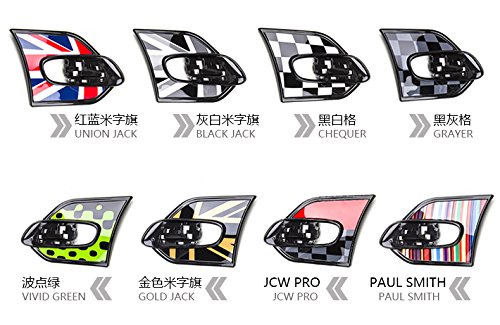 Side Scuttle Lamp Light Pattern Fender Panel Frame Cover Trim ABS for Mini Cooper F55 Hardtop F56 Hatchback ((Union Jack Black)