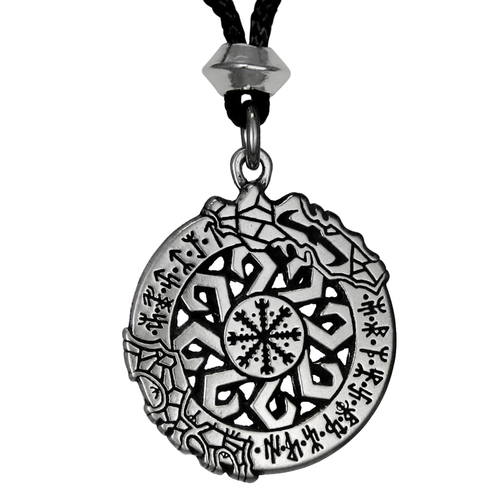 Pewter Invincibility in Battle Aegishjalmur Norse Viking Rune Pendant