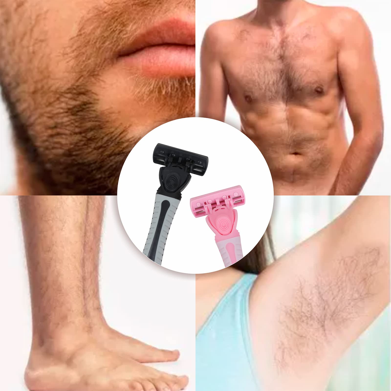 PRIVILLA 2 Pack Shaving Razors for Men, Mens Razor with 2 Handle and 8 Razor Blade Refills for Men and Women