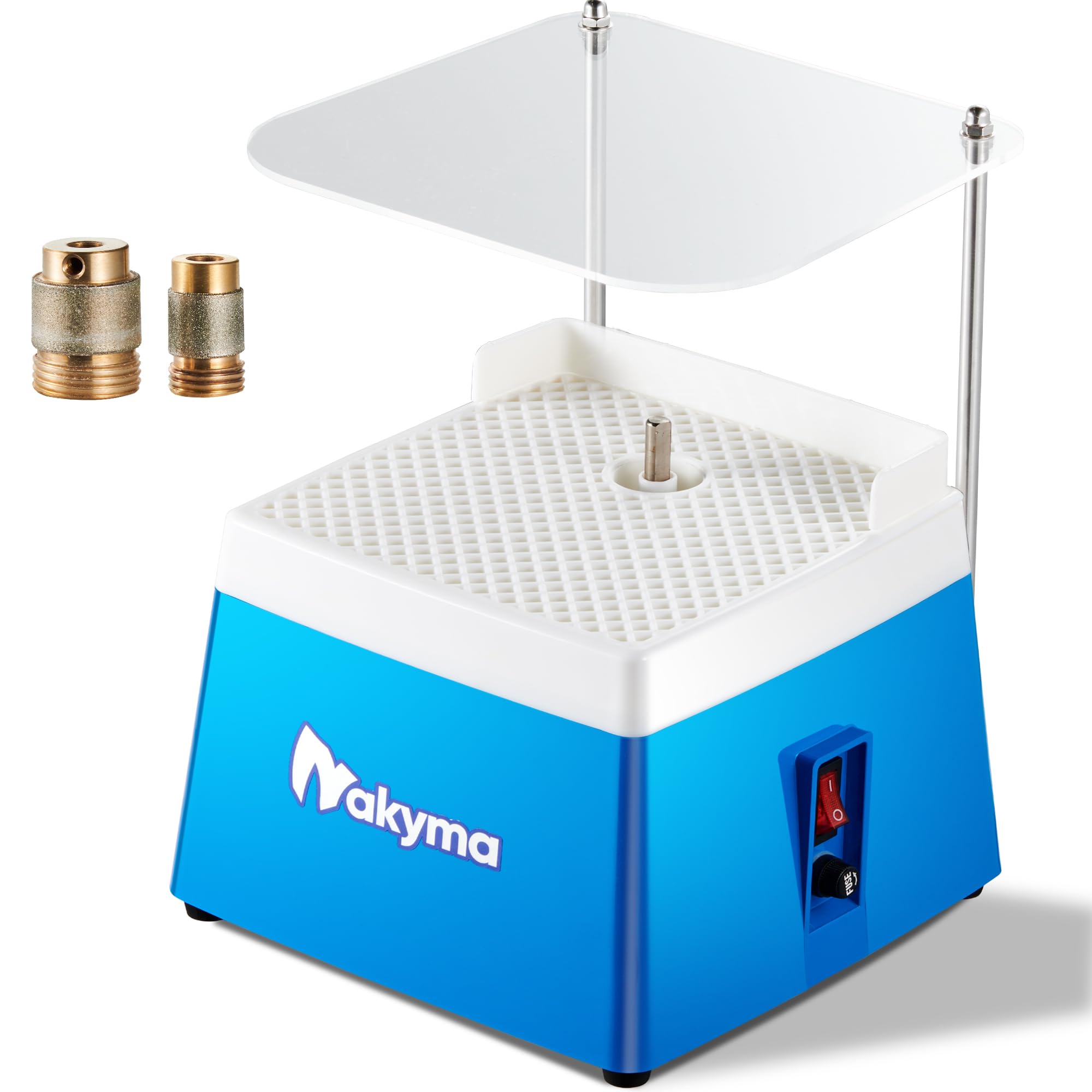 Stained Glass Grinder, 4200r/min glass grinder, 110V 65W Portable Glass with 5/8" & 1" Diamond Grinder Bits & Baffle, glass grinder machine for Glass Ceramic and Other Brittle Hard Materials
