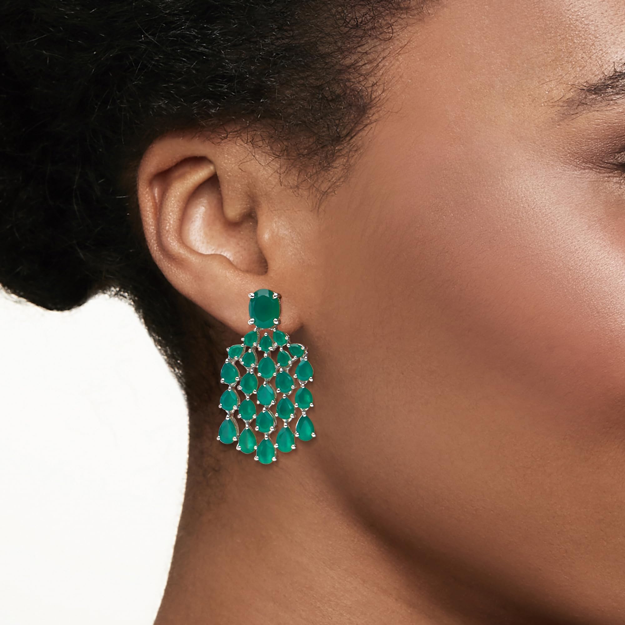 Ross-Simons Green Chalcedony Chandelier Drop Earrings in Sterling Silver