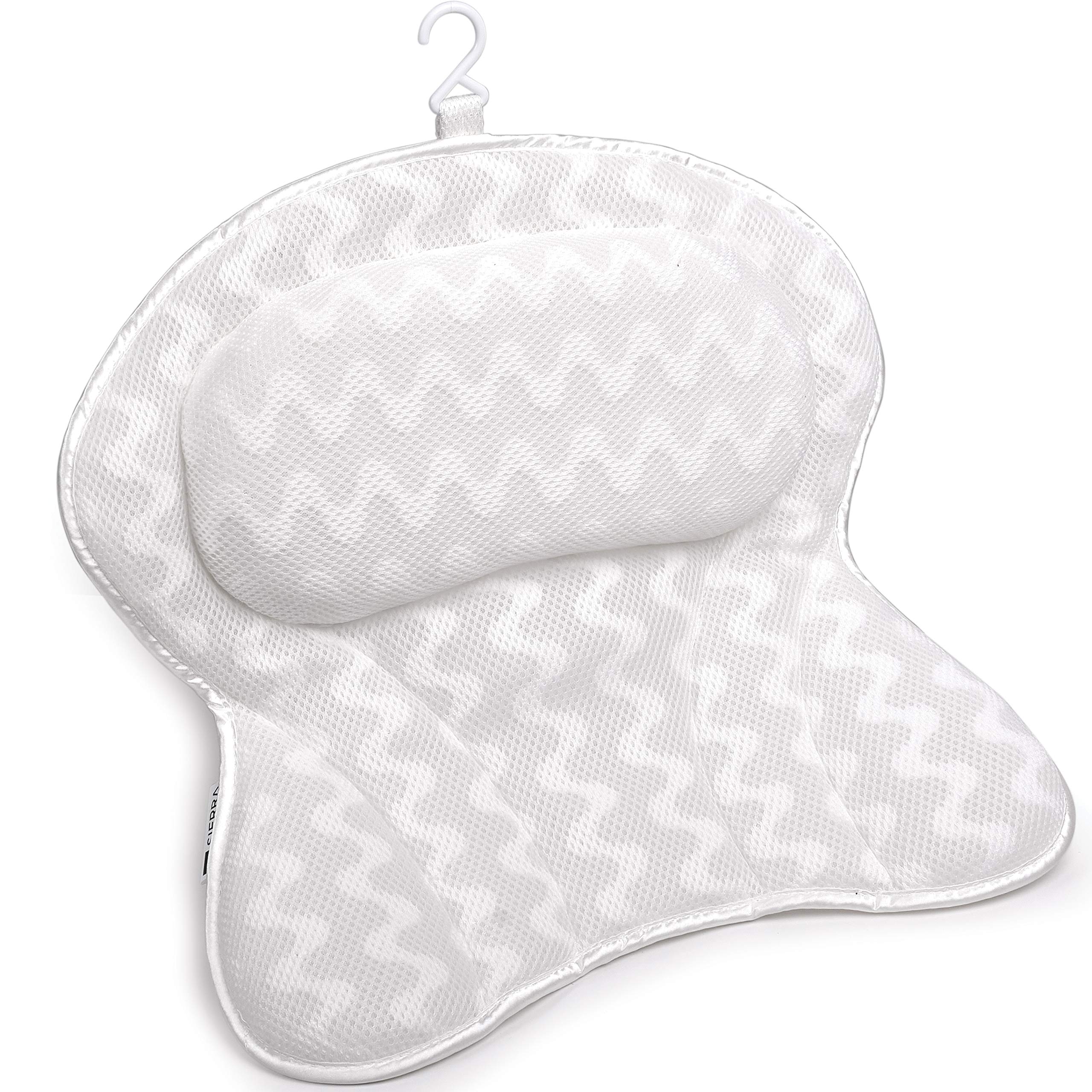 Sierra Concepts Bath Pillow for Bathtub, Spa, Headrest, Back, Neck, Shoulder, Tub - Soft Bathing Pillows with Strong Grip Suction Cups, Heavenly