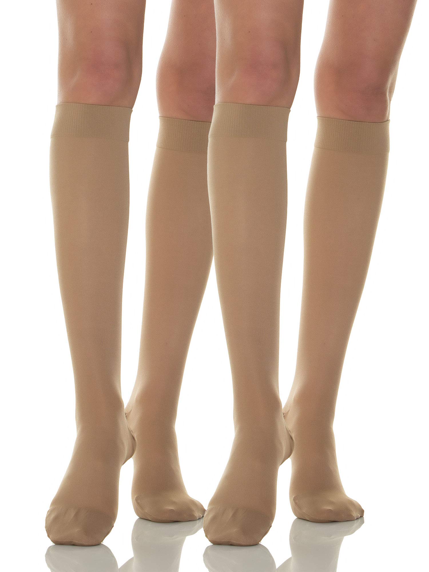 RELAXSAN Basic 950 (2 Pairs - Skin 4/XL) - firm support knee high socks 20-30 mmHg, 100% Made in Italy