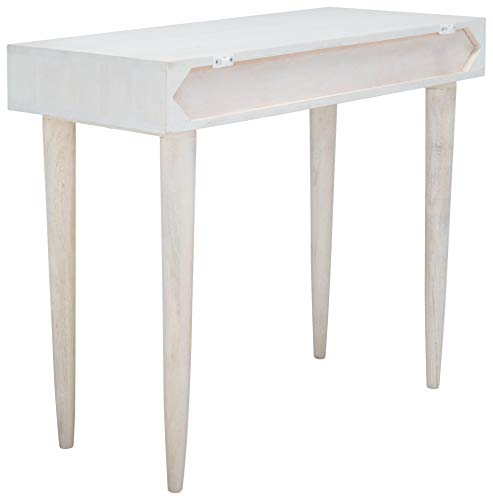 Safavieh Home Office Collection Zinnia White Wash and Silver 1-Drawer Desk, 0