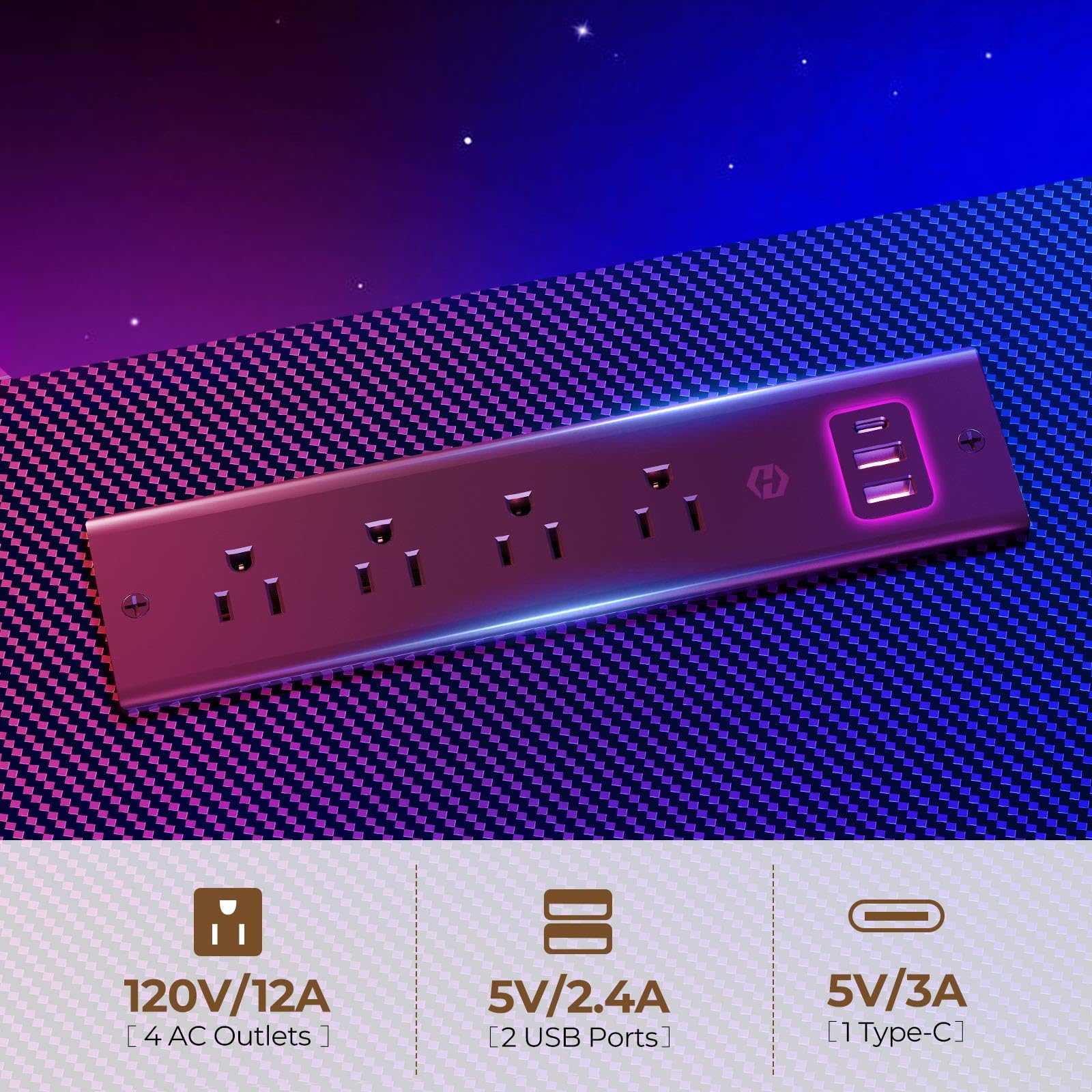 SEVEN WARRIOR L Shaped Gaming Desk with LED Lights & Power Outlets, 43” Reversible Corner Desk with Storage Shelf, Computer Desk with Monitor Stand, Gaming Table with Cup Holder, with Hooks, Black