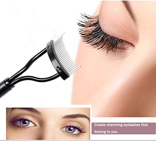 Stainless Steel Tooth Eyelash Comb, Mascara Eyelash Separator Eyebrow Grooming Brush Mascara applicator, with Comb Cover and Comb Cleaning Brush,Pack of 4