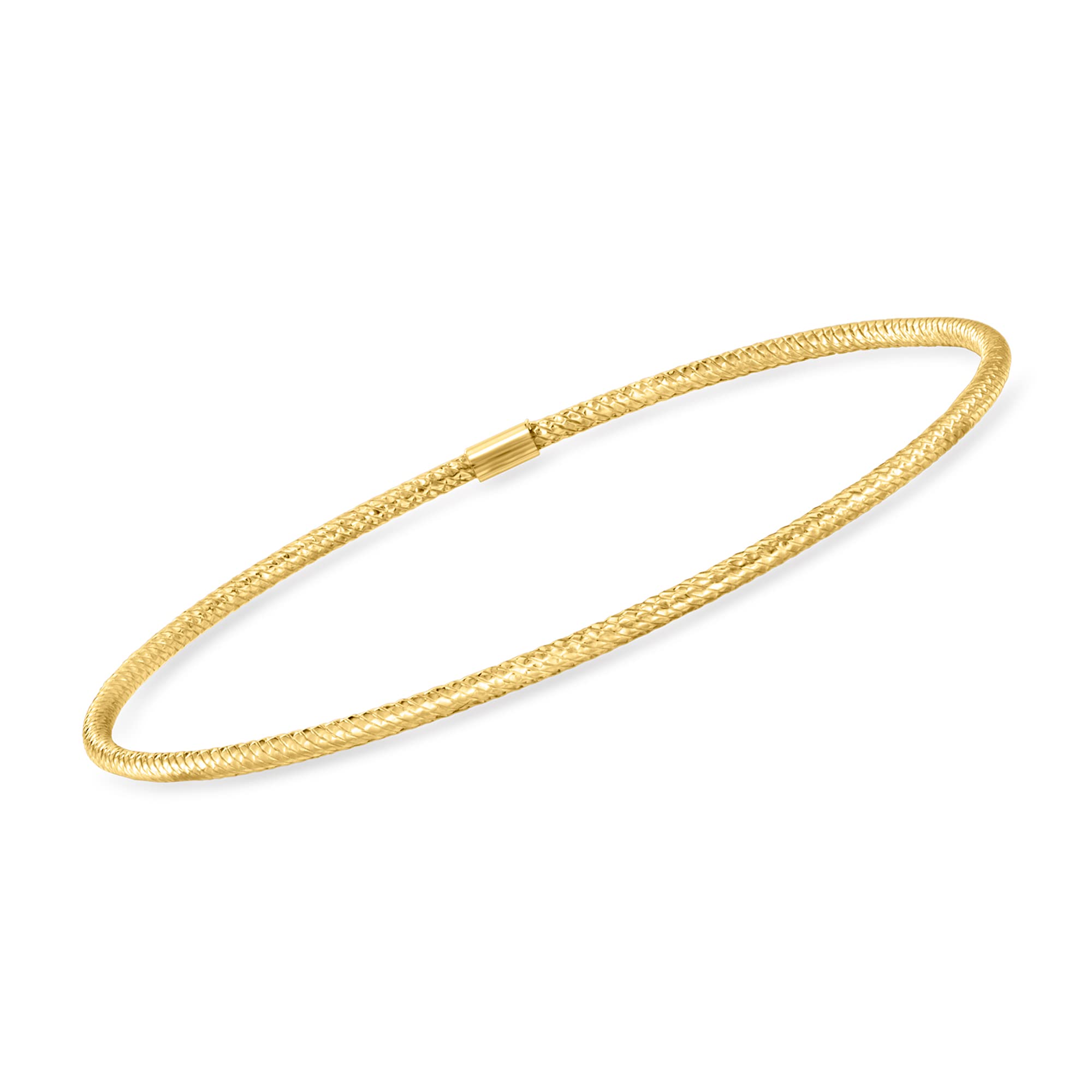 Ross-Simons Italian 14kt Yellow Gold Textured Bangle Bracelet. 7.5 inches