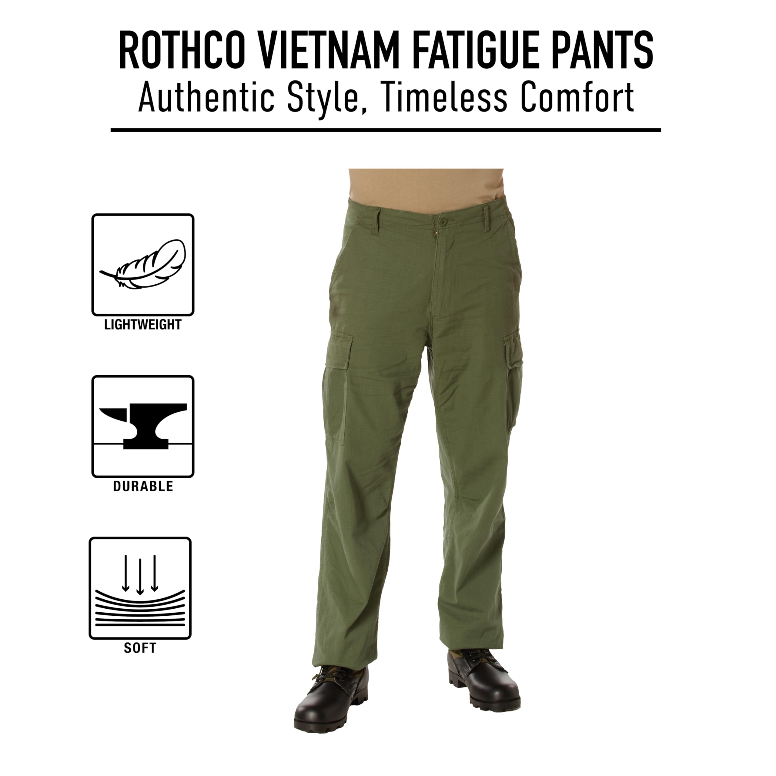 Rothco Vintage Vietnam Ripstop Fatigue Pants β Iconic Style, Timeless Comfort β Woodland Camo β L