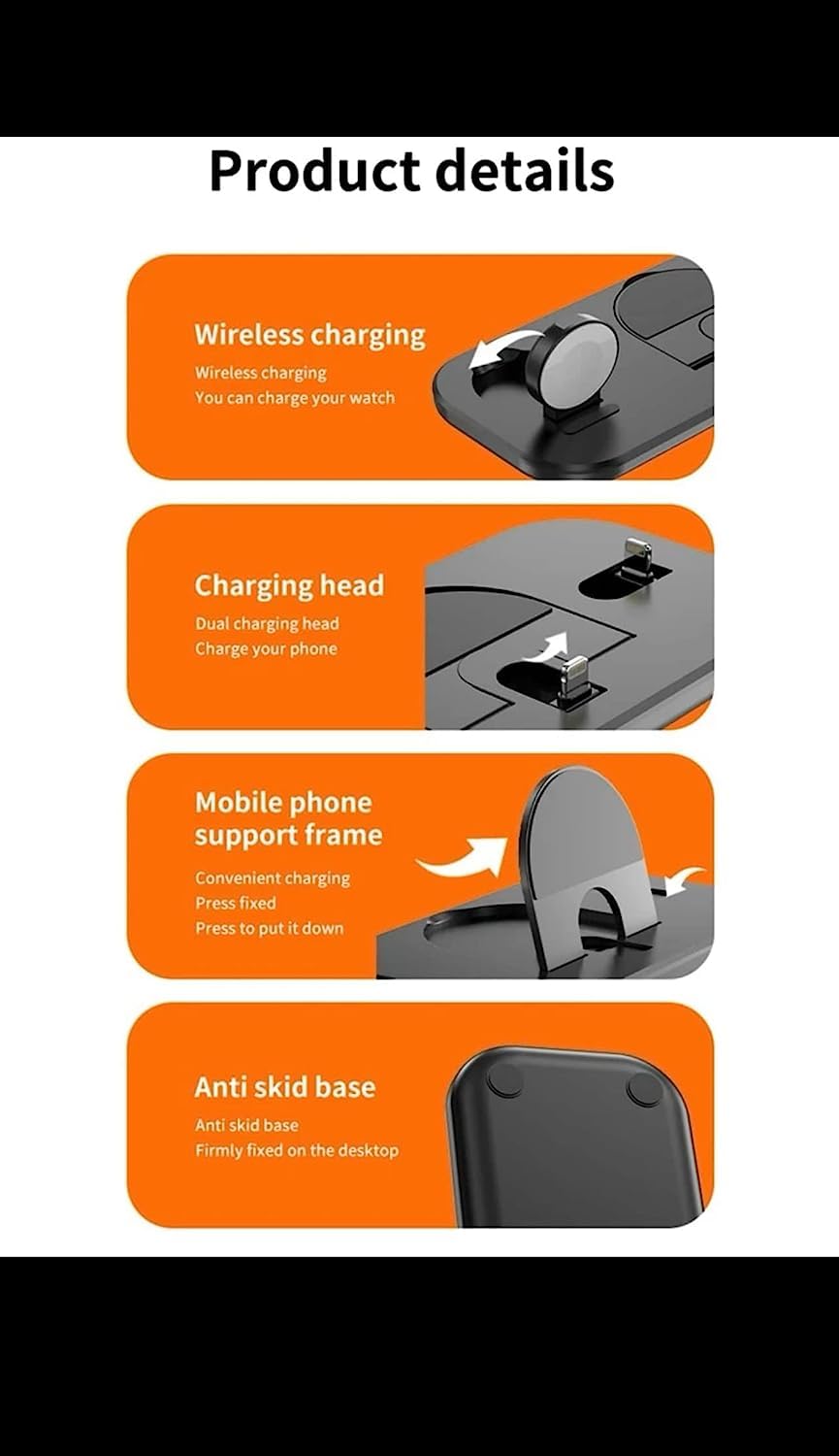 Portable Charging Station for Multiple Devices Apple Foldable 3 in 1 Charging Dock for Apple Watch Ultra/8/SE 2/7/6/SE/5/4/3/2/1 Travel Charger Fast Charging Stand for iPhone 14Air Pods White