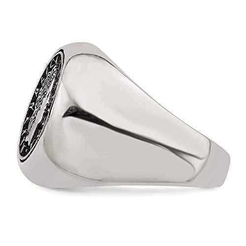Sterling Silver Polished with Antiqued Replica 50 Lire Italian Coin Ring style QR6832-10