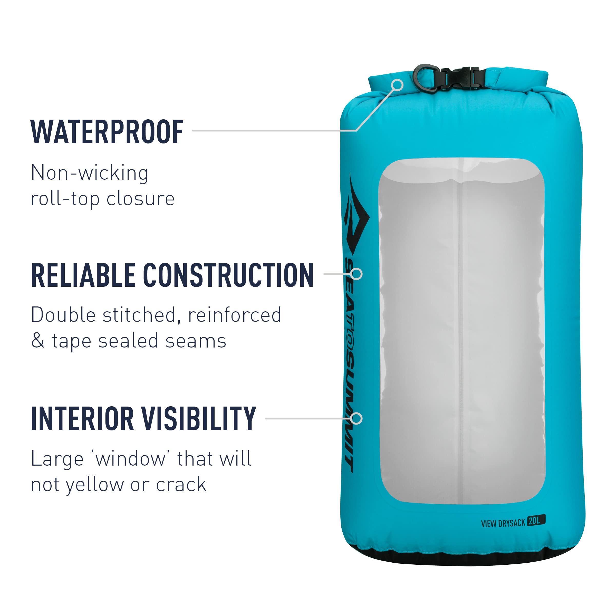 Sea to Summit View Dry Sack, See-Thru Dry Bag, 20 Liter, Apple Green