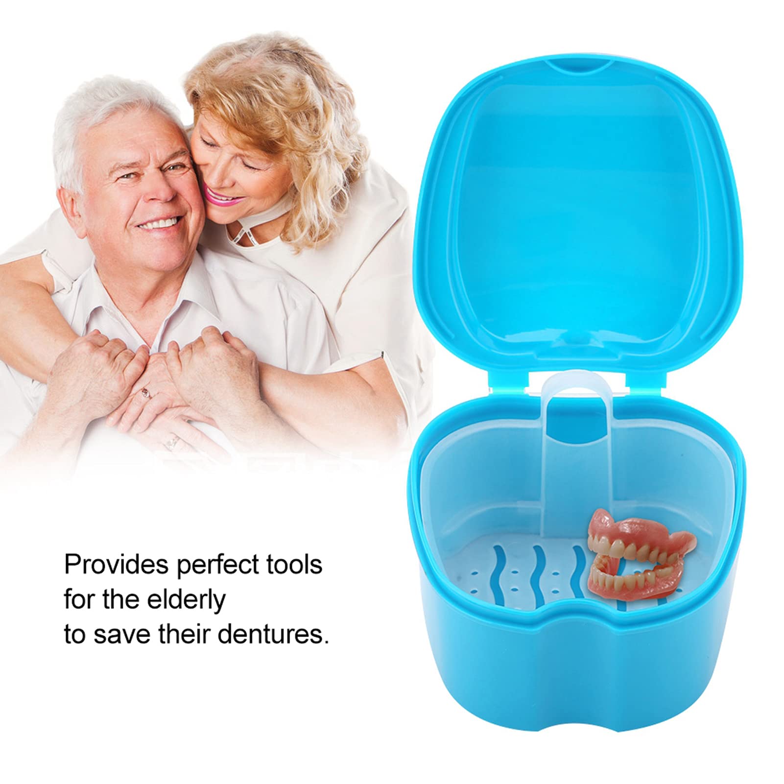 Portable Denture Cleaning Set - & - Easy to Carry - Quick Drying - Perfect for Elderly (Light Blue)