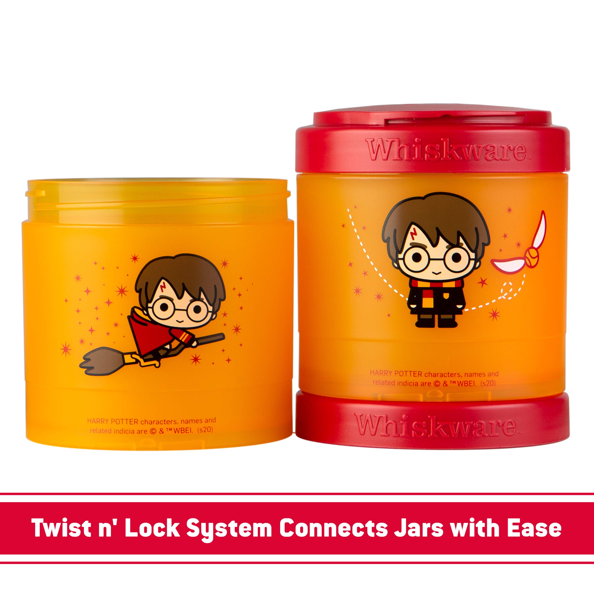 Whiskware Harry Potter Stackable Snack Containers for Kids and Toddlers, 3 Stackable Snack Cups for School or Travel, Dumbledore and Hedwig