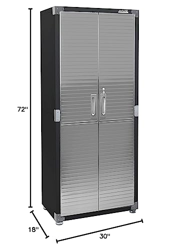 Seville Classics UltraHD Solid Steel Lockable Metal Storage Cabinet Locker Organizer w/Adjustable Shelves for Garage, Warehouse, Office, Classroom, 30" W x 18" D x 72" H, Graphite