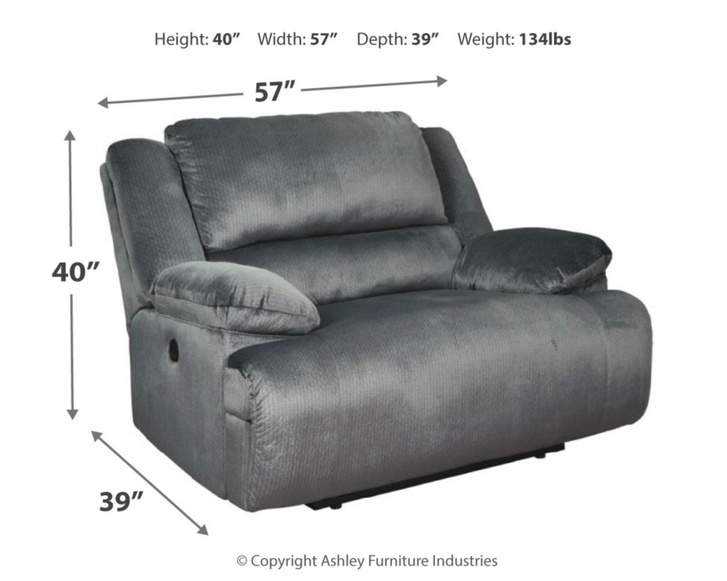 Signature Design by Ashley Clonmel Microfiber Power Zero Wall Wide Seat Adjustable Recliner, Gray