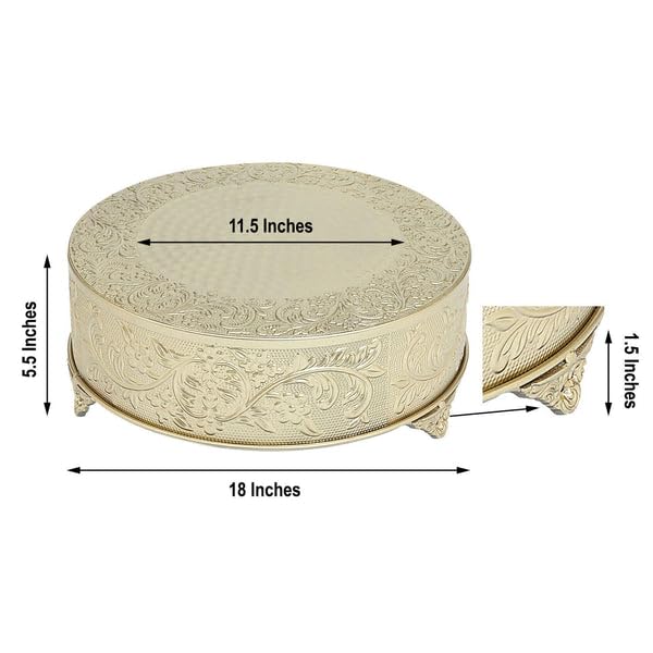 TABLECLOTHSFACTORY 22" Round GOLD Embossed Metal Cake Plateau Stand Riser Wedding Dessert Display Plate