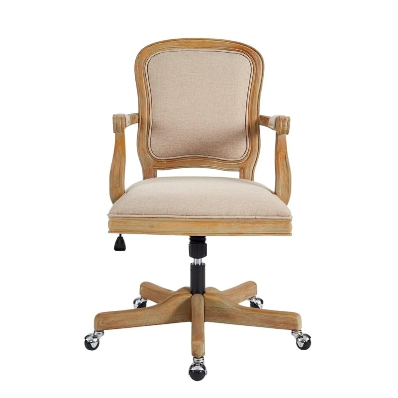 Riverbay Furniture Transitional Wood Swivel Office Chair in Rustic Natural Brown