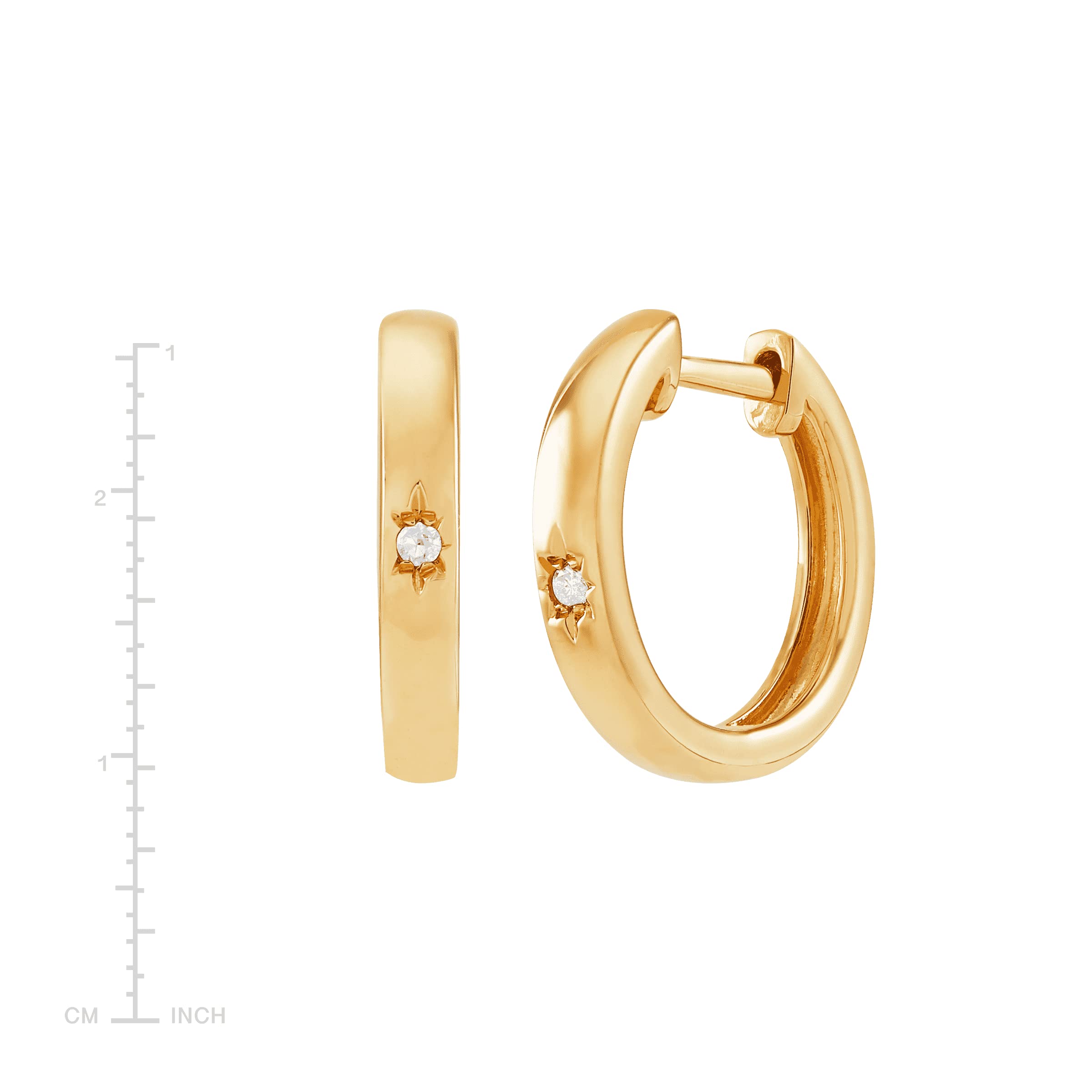 Welry 17mm Hoop Earrings with Diamonds in 10K Yellow Gold