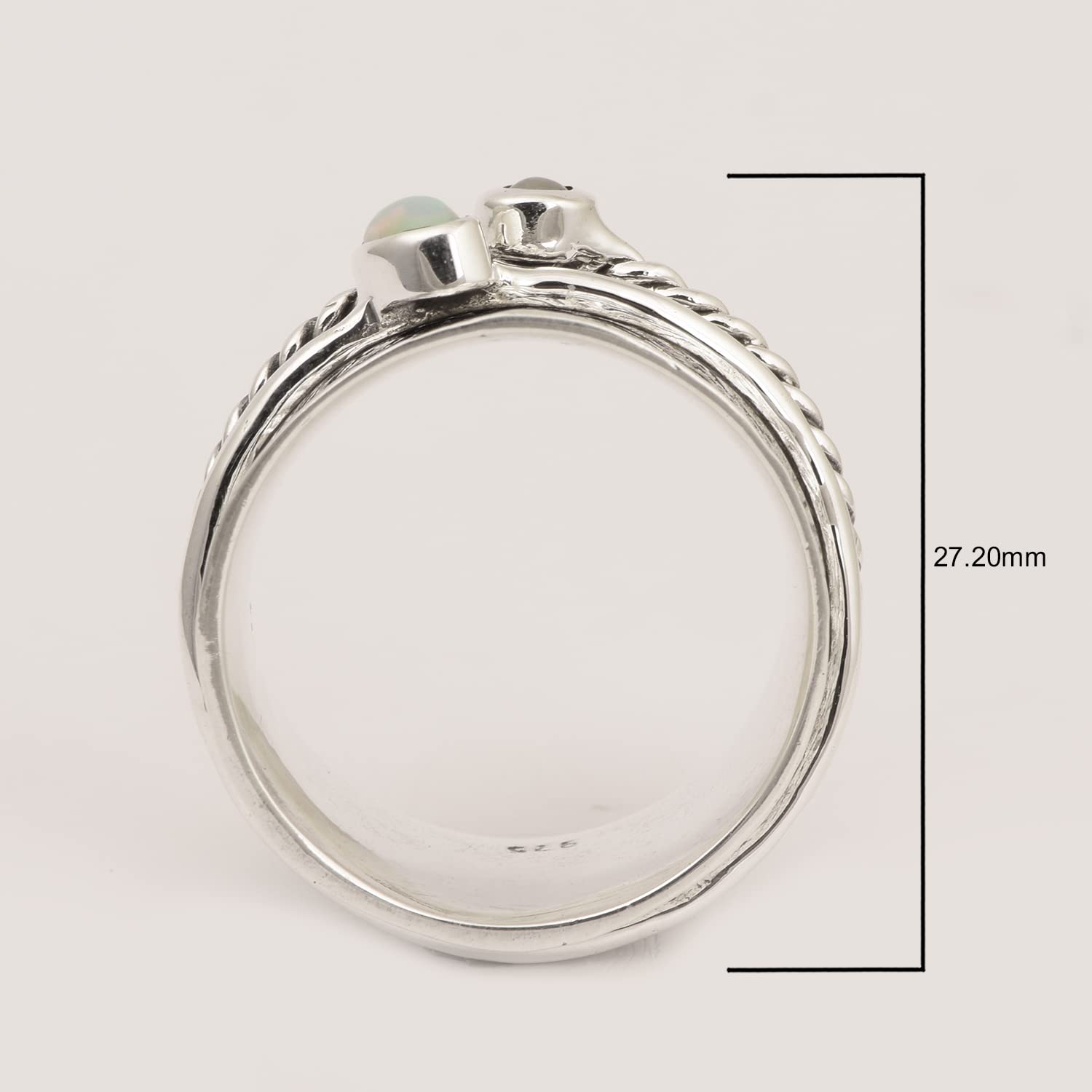Spinner Ring !! 925 Sterling Silver Opal Gemstone Meditation Ring, Anxiety Ring, Fidget Ring, Anti Stress Ring, Worry Band (9.5)