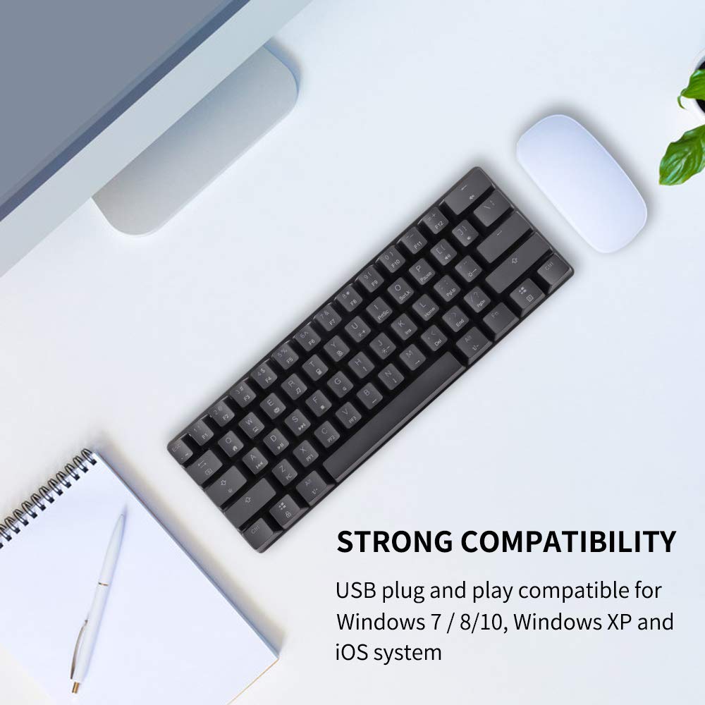 STOGA 60% Gaming Keyboard, RGB Mechanical Keyboard, Small 61-Key Wired Brown Switch Mini Keyboard, Black Computer Keyboard for Gaming/Office/PC/Mac