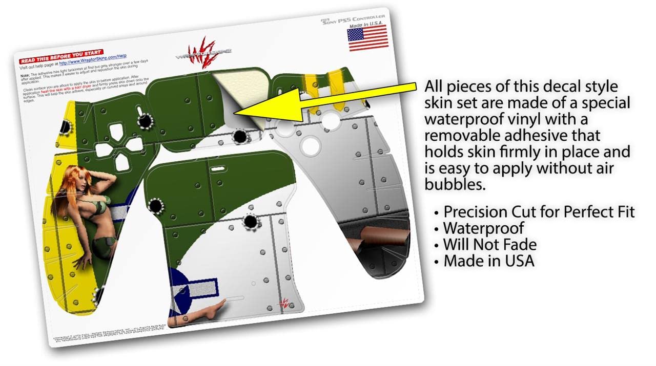 WraptorSkinz Skin Wrap compatible with Sony PS5 DualSense Controller WWII Bomber War Plane Pin Up Girl (CONTROLLER NOT INCLUDED)
