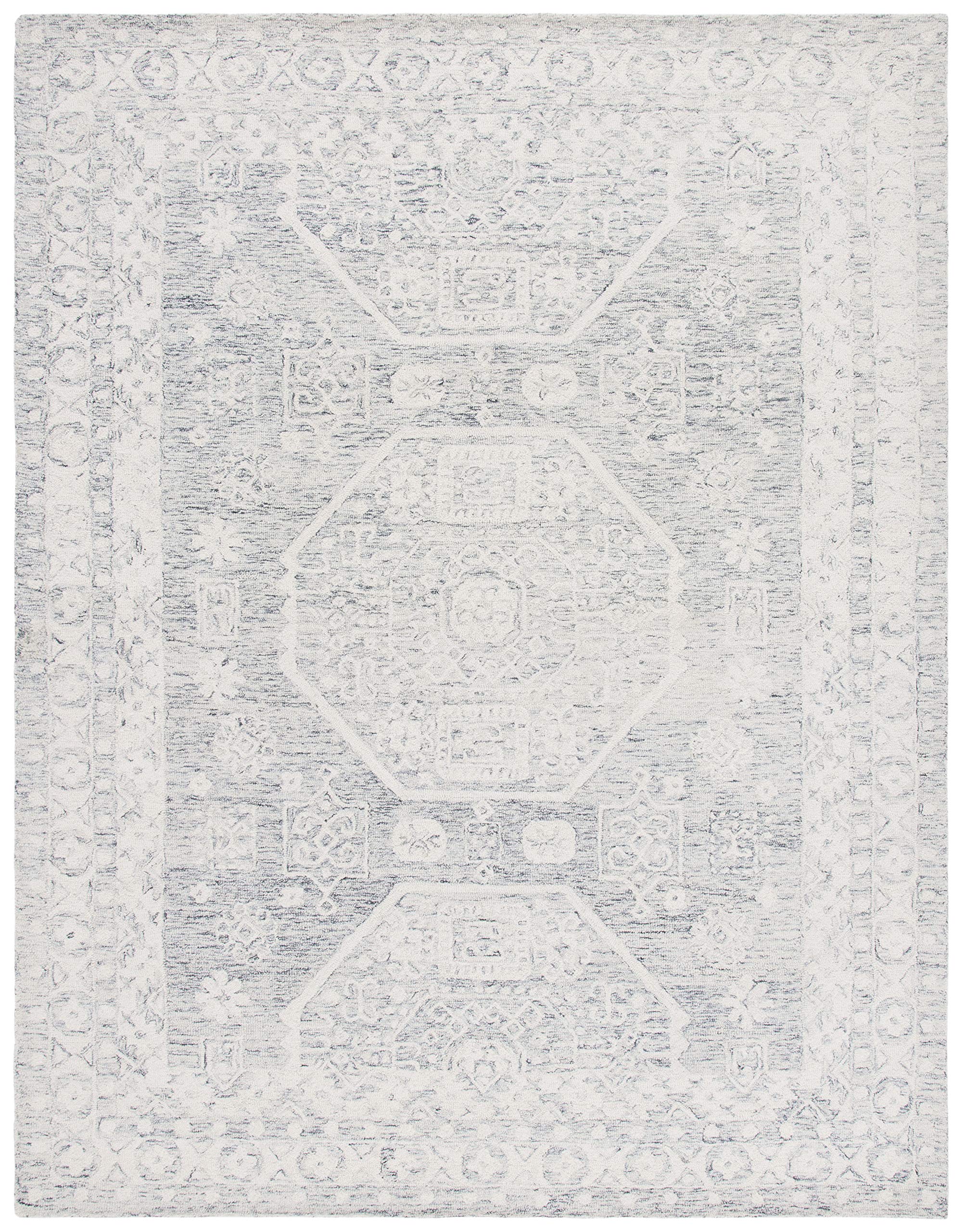 SAFAVIEH Micro-Loop Collection Area Rug - 8' x 10', Charcoal & Ivory, Handmade Wool, Ideal for High Traffic Areas in Living Room, Bedroom (MLP524H)