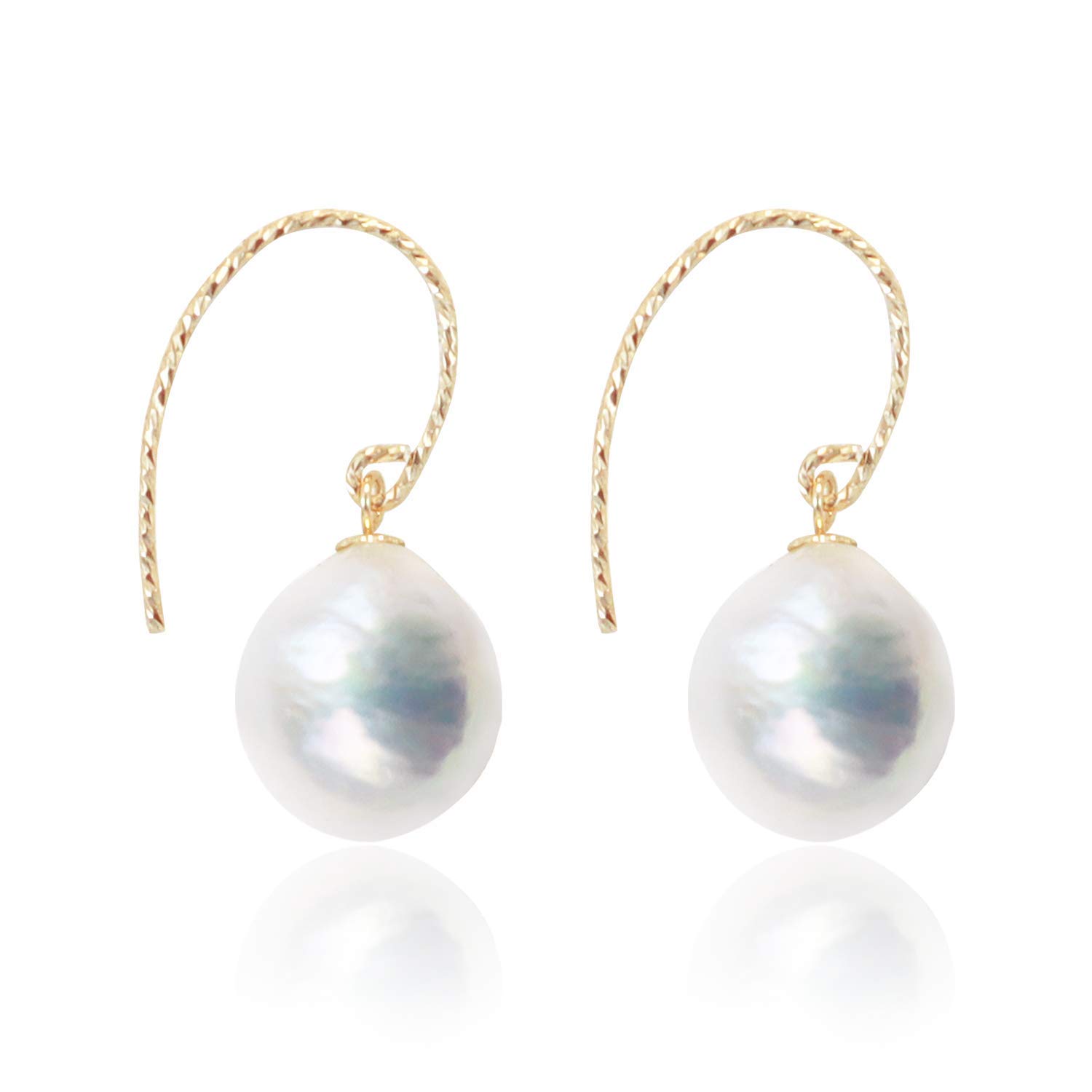 Umico 10-11mm Freshwater Cultured Baroque Pearl Drop Earrings for Women,14K Gold Filled Hooks