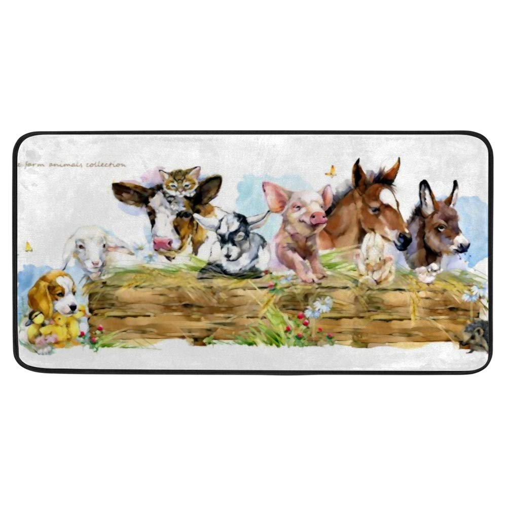 ZHIMI Kitchen Rug Non-Slip Cute Farms Animal Set Kitchen Mat Runner Area Carpet Floor Mat Microfiber Comfort Standing Entry Rug 39" x 20"