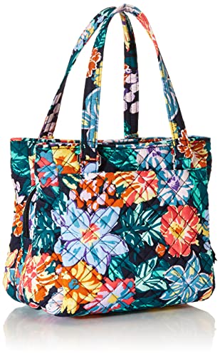 Vera Bradley Women's Cotton Mini Multi-compartment Crossbody Purse, Happy Blooms, One Size