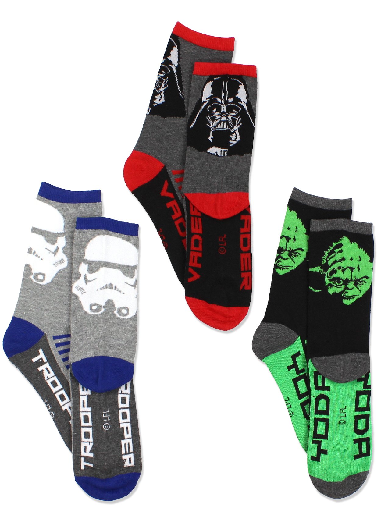STAR WARS Toddler Boys 3 pack Socks (Shoe: 7-10 (Sock: 4-6), Grey/Multi Crew)