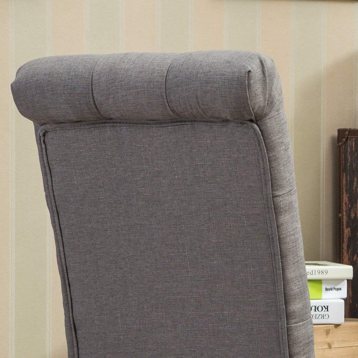 Roundhill Furniture Habit Grey Solid Wood Tufted Parsons Dining Chair (Set of 2), Gray