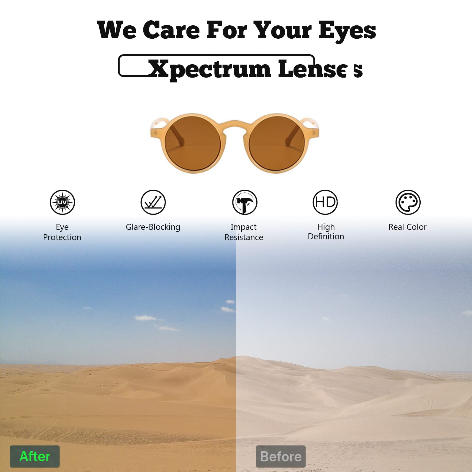 Xpectrum Lightweight Unisex Small Round Sunglasses Hippie Circular Plastic Frame Retro Lennon Style Boho Glasses (Sugar Brown, 47)