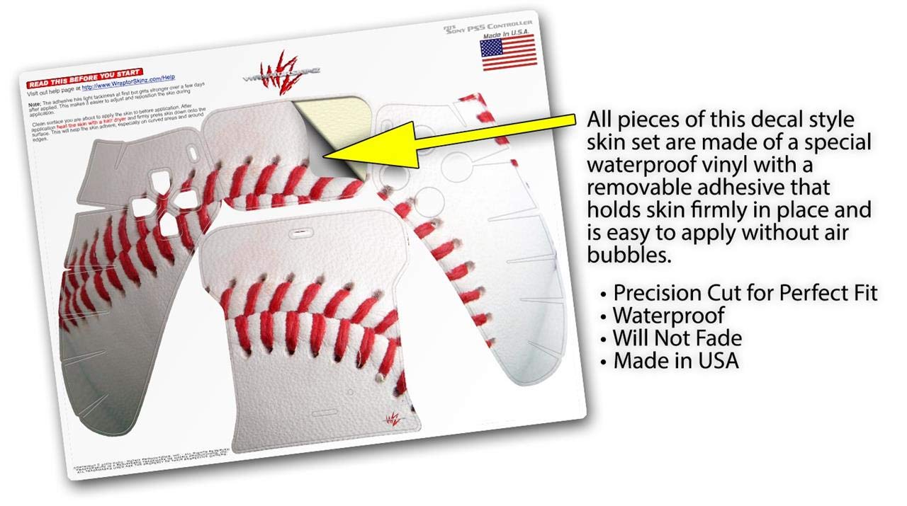 WraptorSkinz Skin Wrap Compatible with Sony PS5 DualSense Controller Baseball (Controller NOT Included)