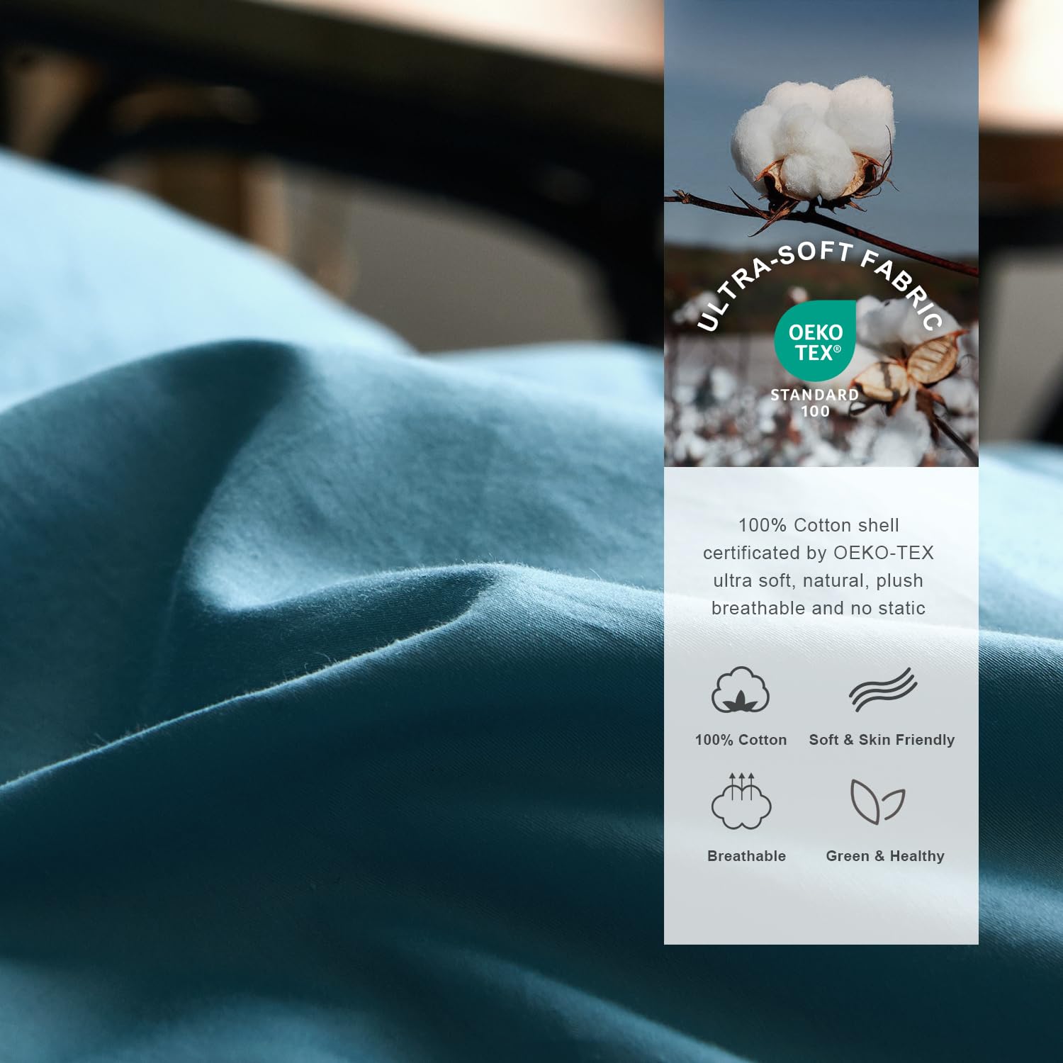 Royoliving Premium Heavyweight Feathers Down Comforter King Size Thickened Turquoise 100% Cotton Cover Down Proof Winter Duvet Insert with Corner Tabs (106x90, 70 Oz)
