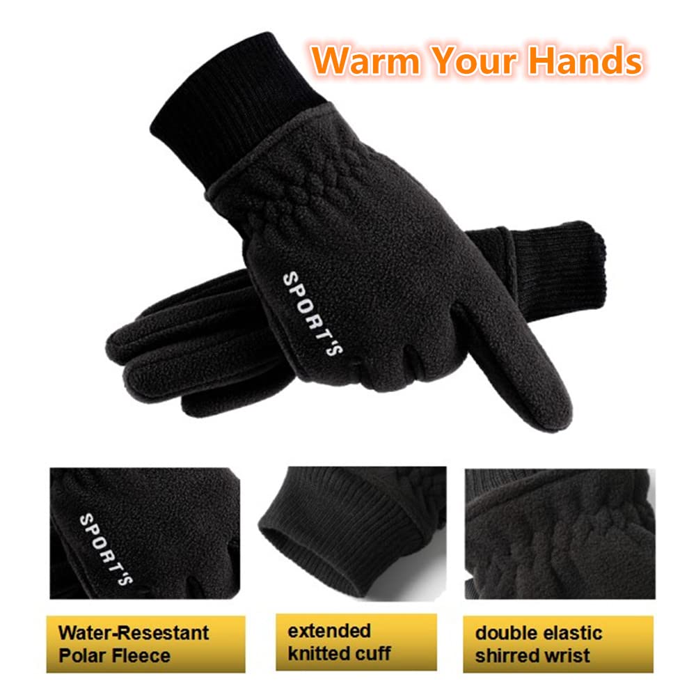 Winter Gloves Men Women Touch Screen Warm Gloves Water Resistant Windproof Thermal Gloves for Driving Running Cycling Texting (Gray)