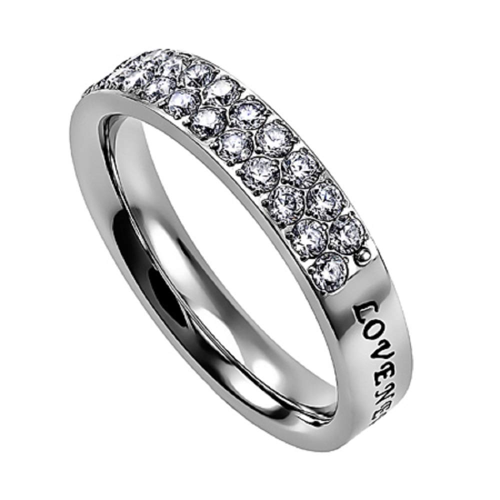 Spirit & Truth Beautiful Stainless Steel Covenant Purity Ring Love Never Fails (6)